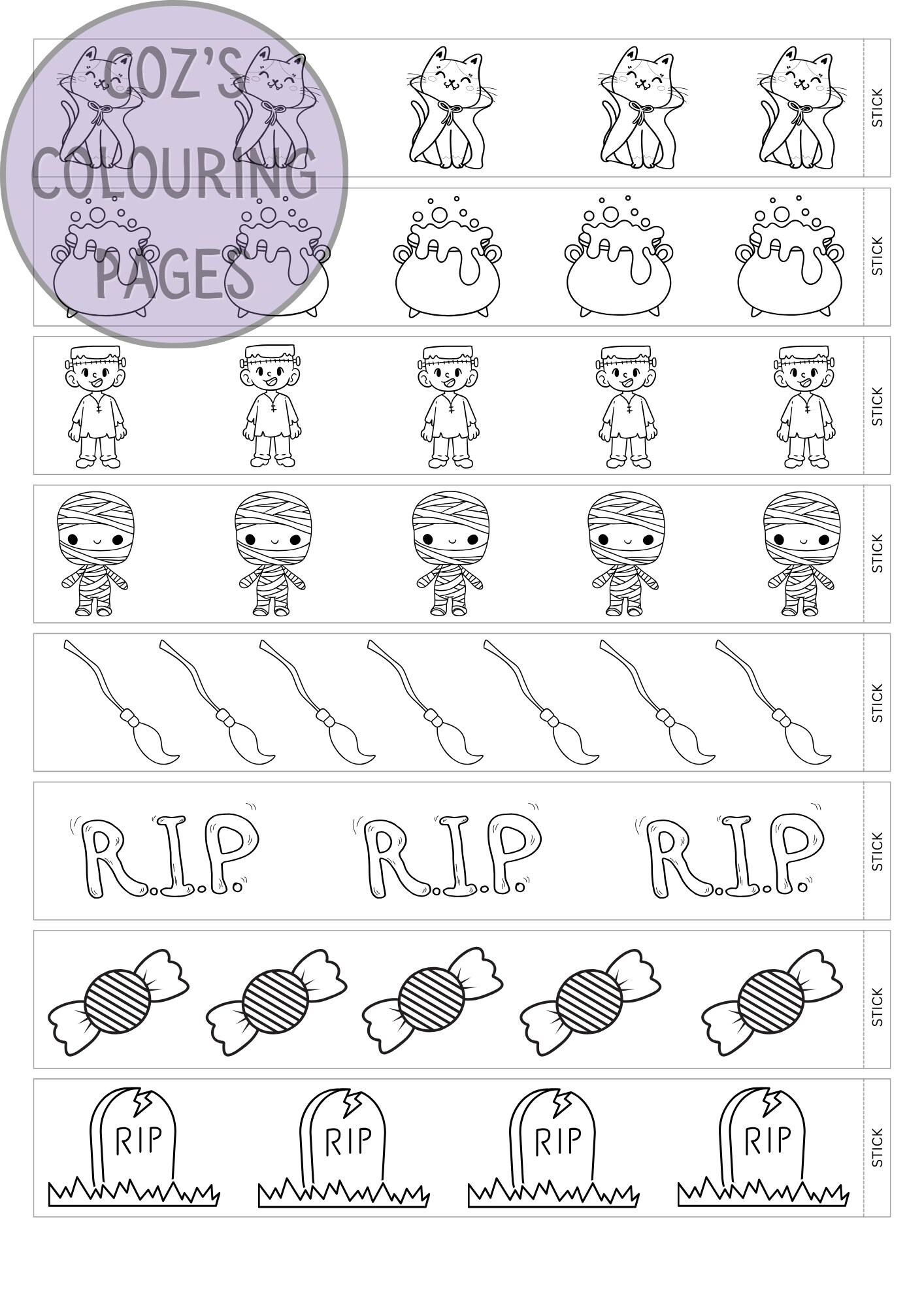Halloween Colouring Paper Chains - Printables - Kids Colouring Pages ...