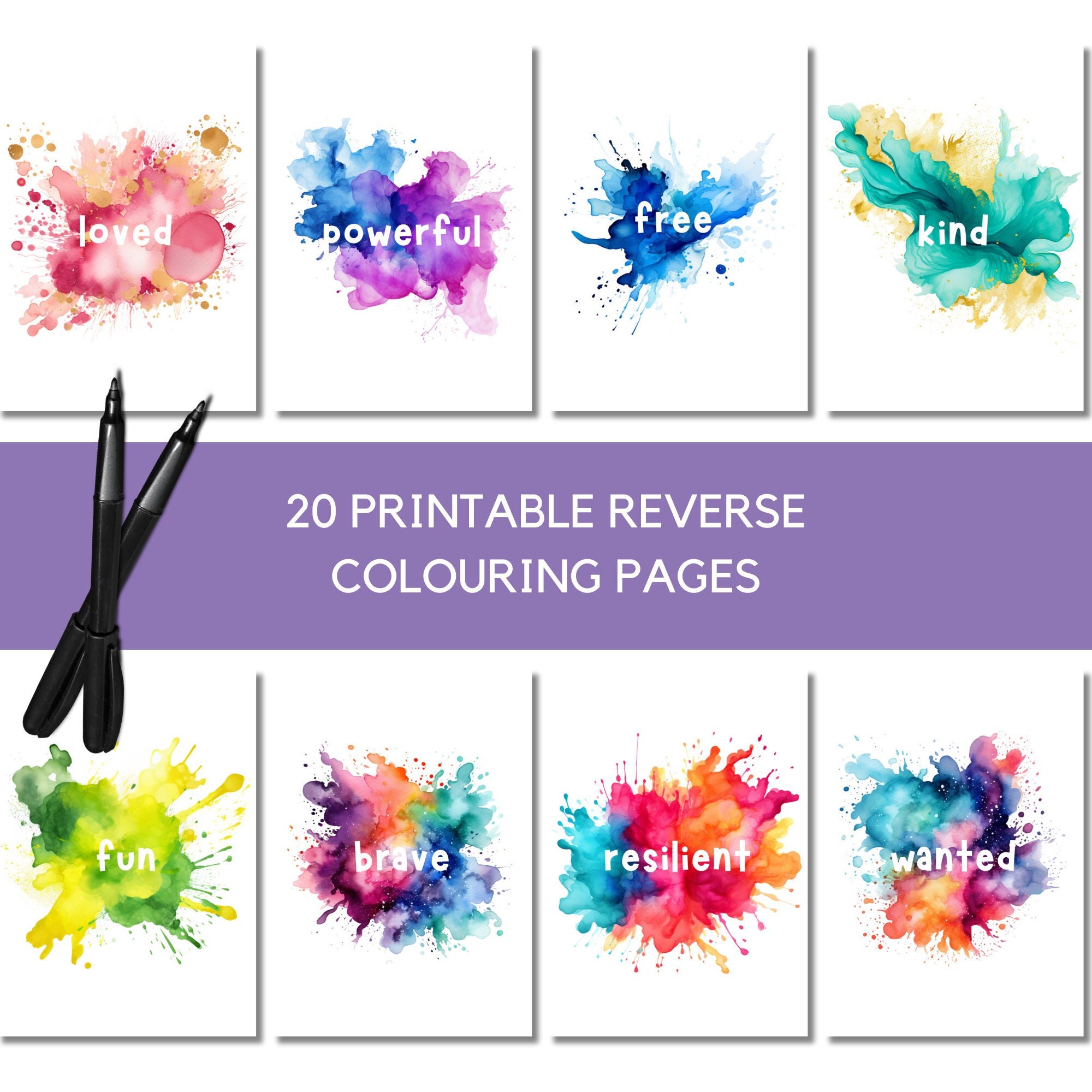 Reverse Colouring Pages Printables Digital Download - Etsy