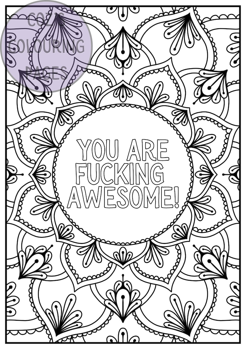 Sweary Affirmations Coloring Pages: 20 Printable Designs (PDF) - Etsy