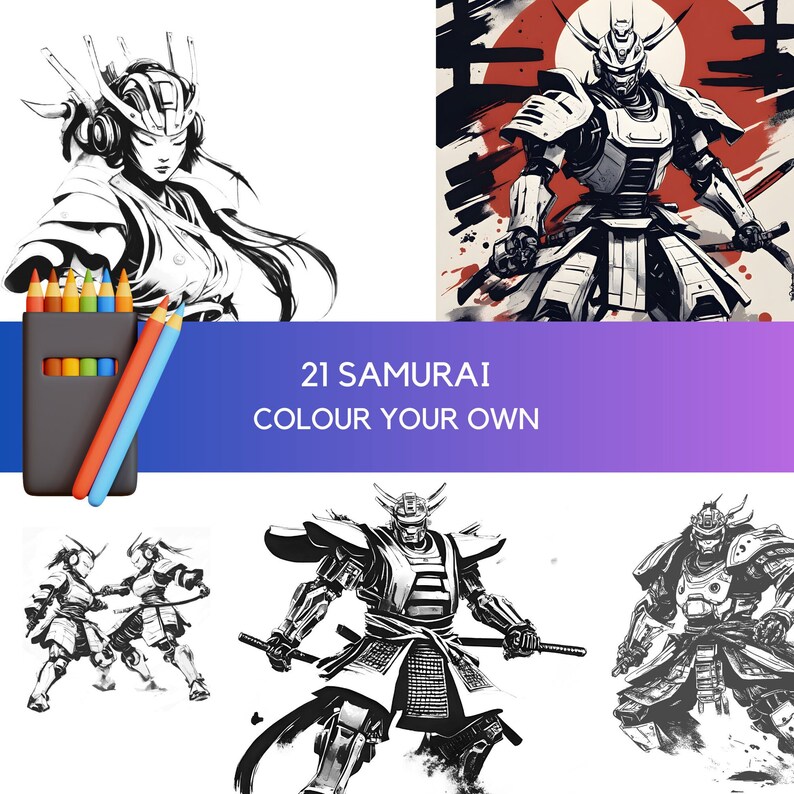 21 Samurai Colouring Pages - Printable Coloring Pages - Etsy Australia