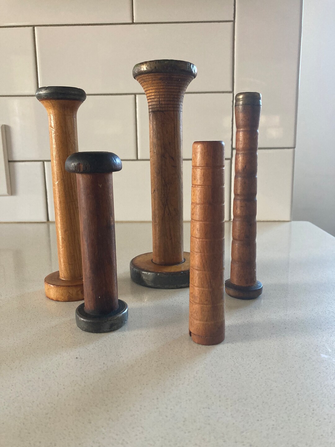 Set of 5 Vintage Textile Spools - Etsy