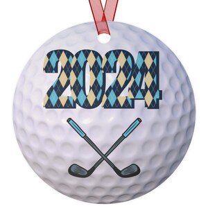 DUAL-SIDED Golf Ornament. 2024 in Argyle Hole in One Year. 1 Metal ...