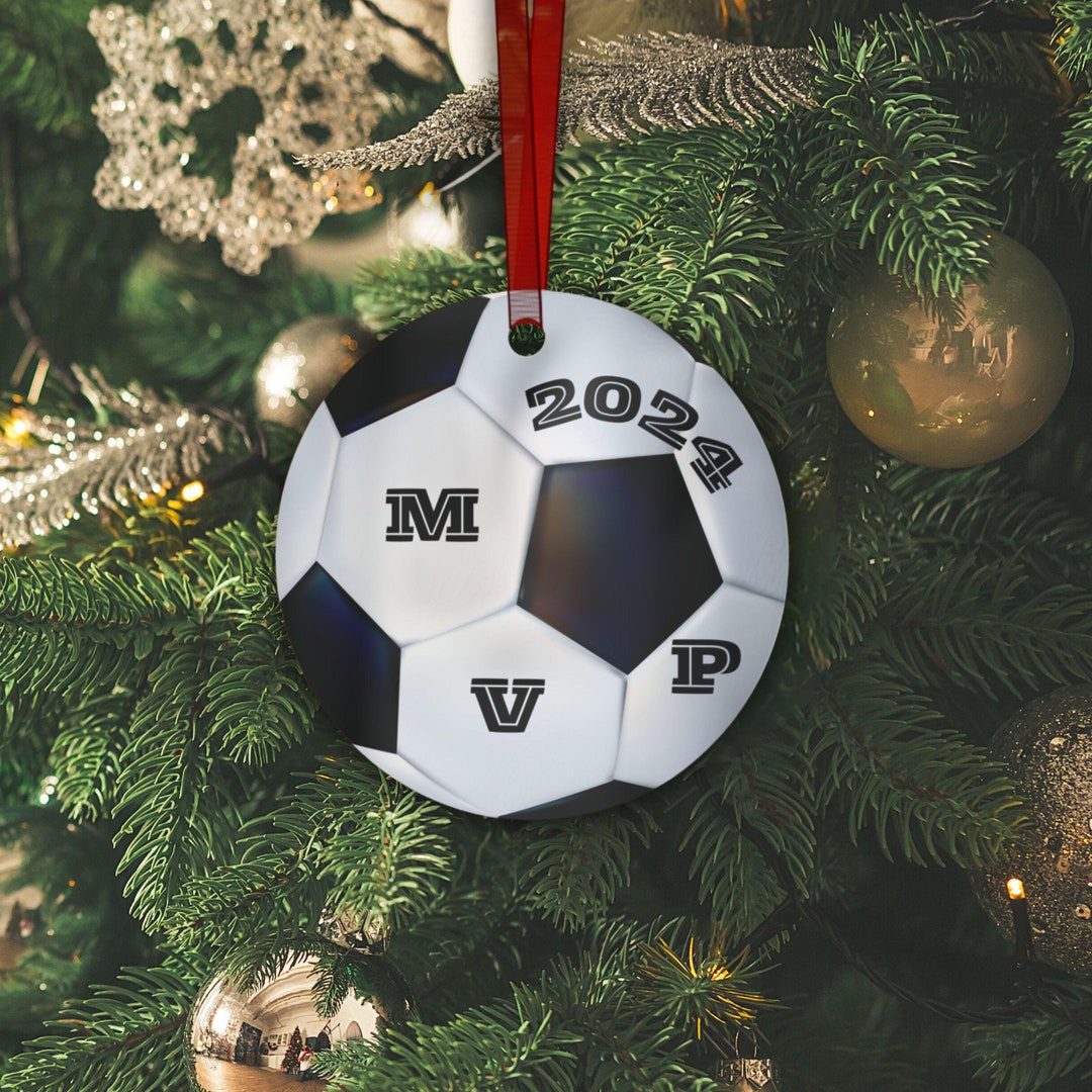 CUSTOM MVP Soccer Name Number Ornament. 1 Dual-sided Metal Ornament W ...