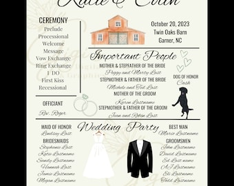 AVA Minimalist Wedding Program Template Download Editable Printable - Etsy