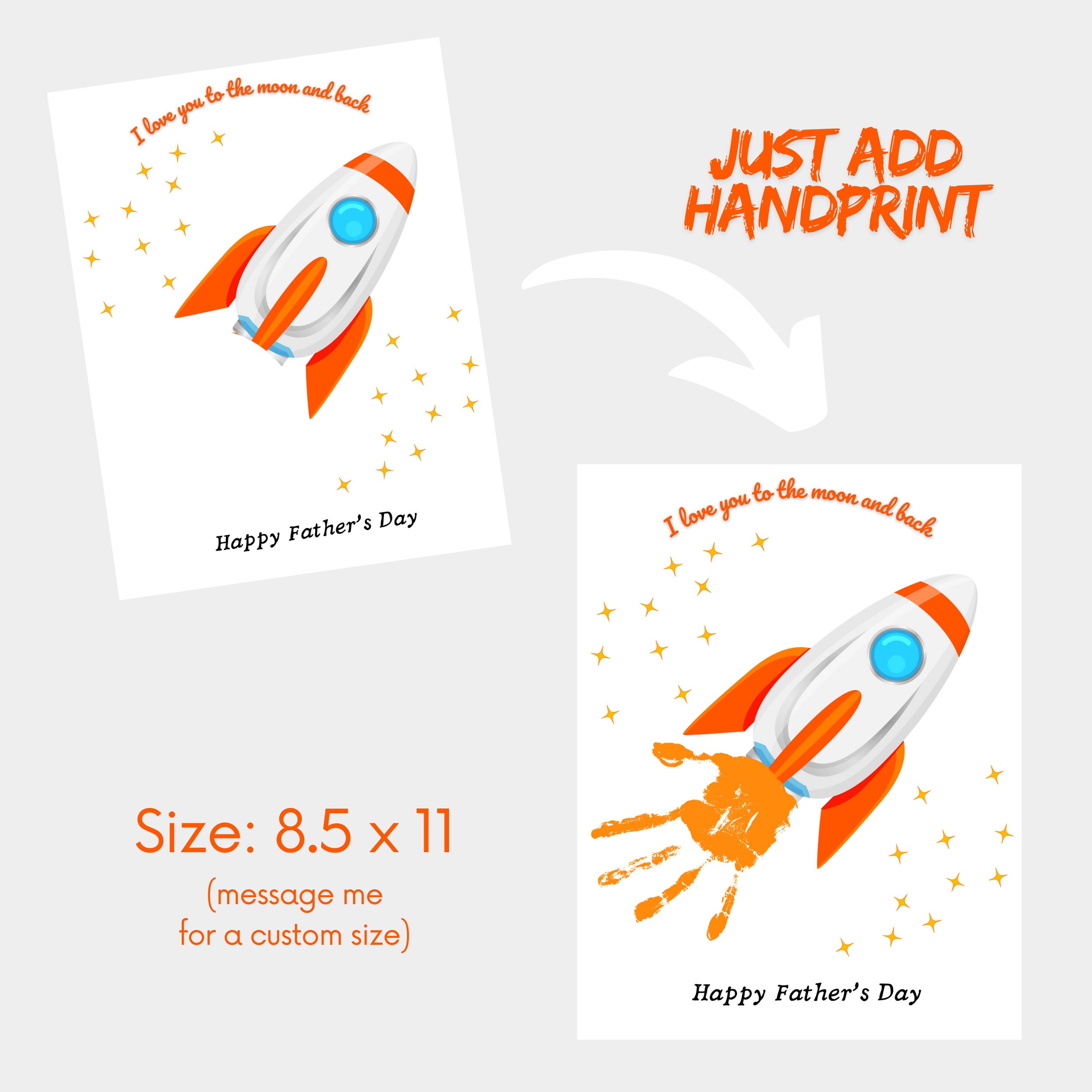 Father's Day Handprint Craft | Printable Gift to Dad | Space Themed ...