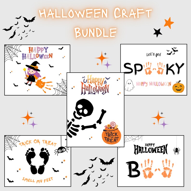 Halloween Handprint Footprint Craft Bundle: Preschool Toddler ...