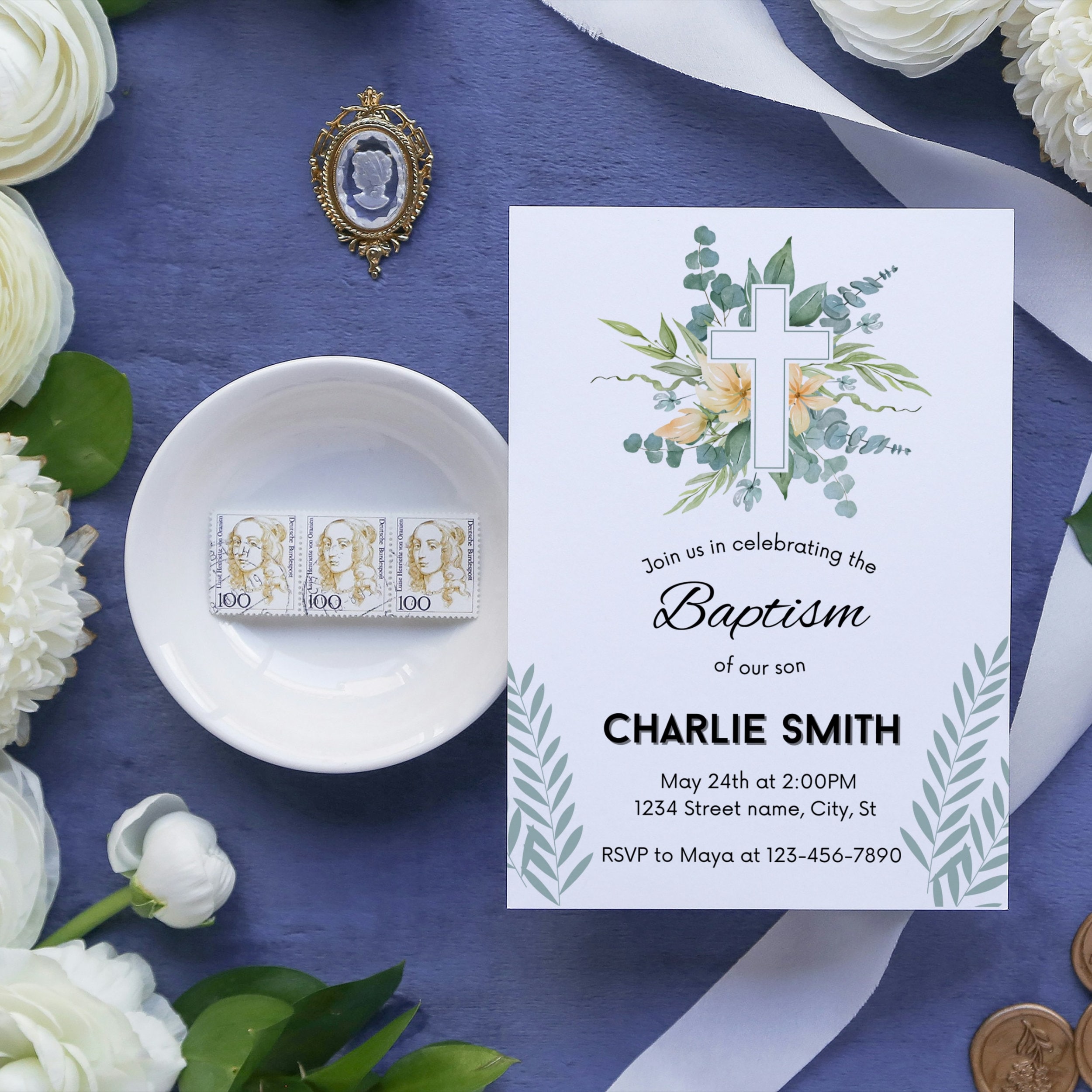 Baptism Invitation Template | Printable Baptism Invite | Editable ...