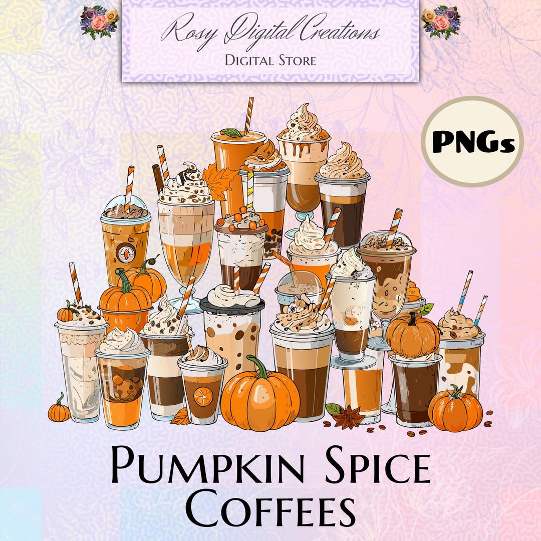 Pumpkin Spice Coffee Clipart Pngs, Fall Latte Frappuccino Art, Autumn ...