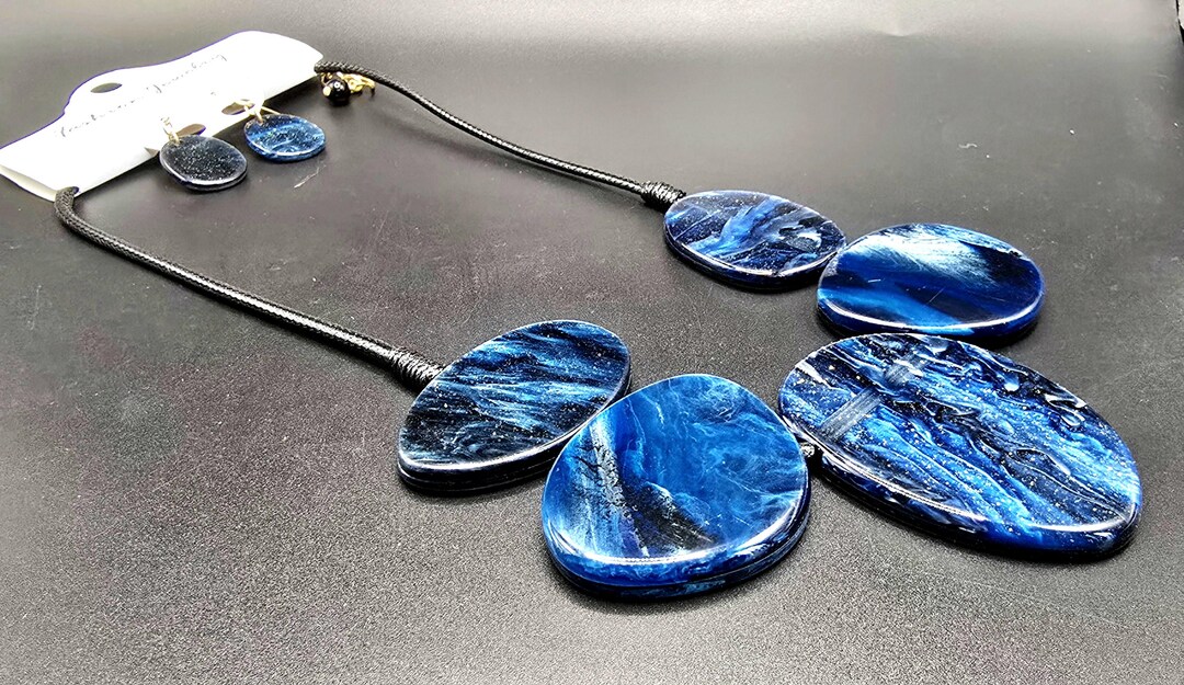 Beautiful Bold Blue Stone Necklace Set - Etsy