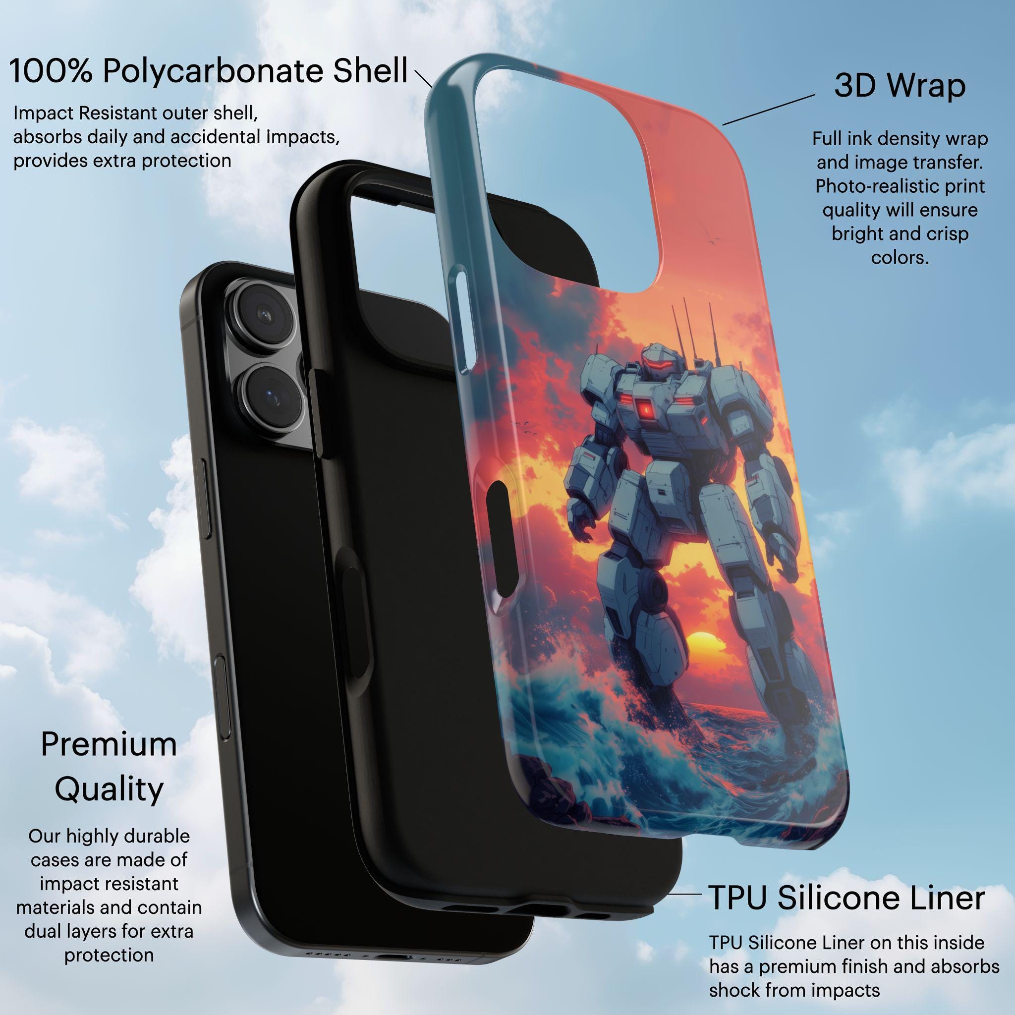 Sci Fi Anime Mech Gundam Tough Phone Case, iPhone Case, Robot Mech ...
