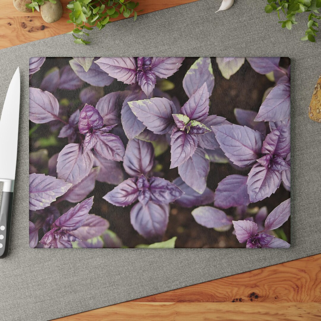 Purple Basil Flowers Cutting Board Kitchen Decor, Food Prep Tool ...