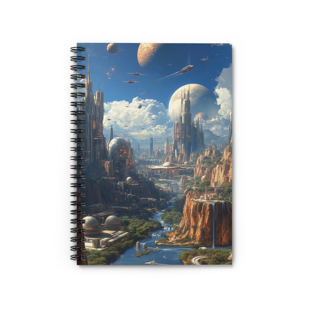 Sci-fi Notebook - Another Planet, Spiral Journal, Ruled Line, Space ...