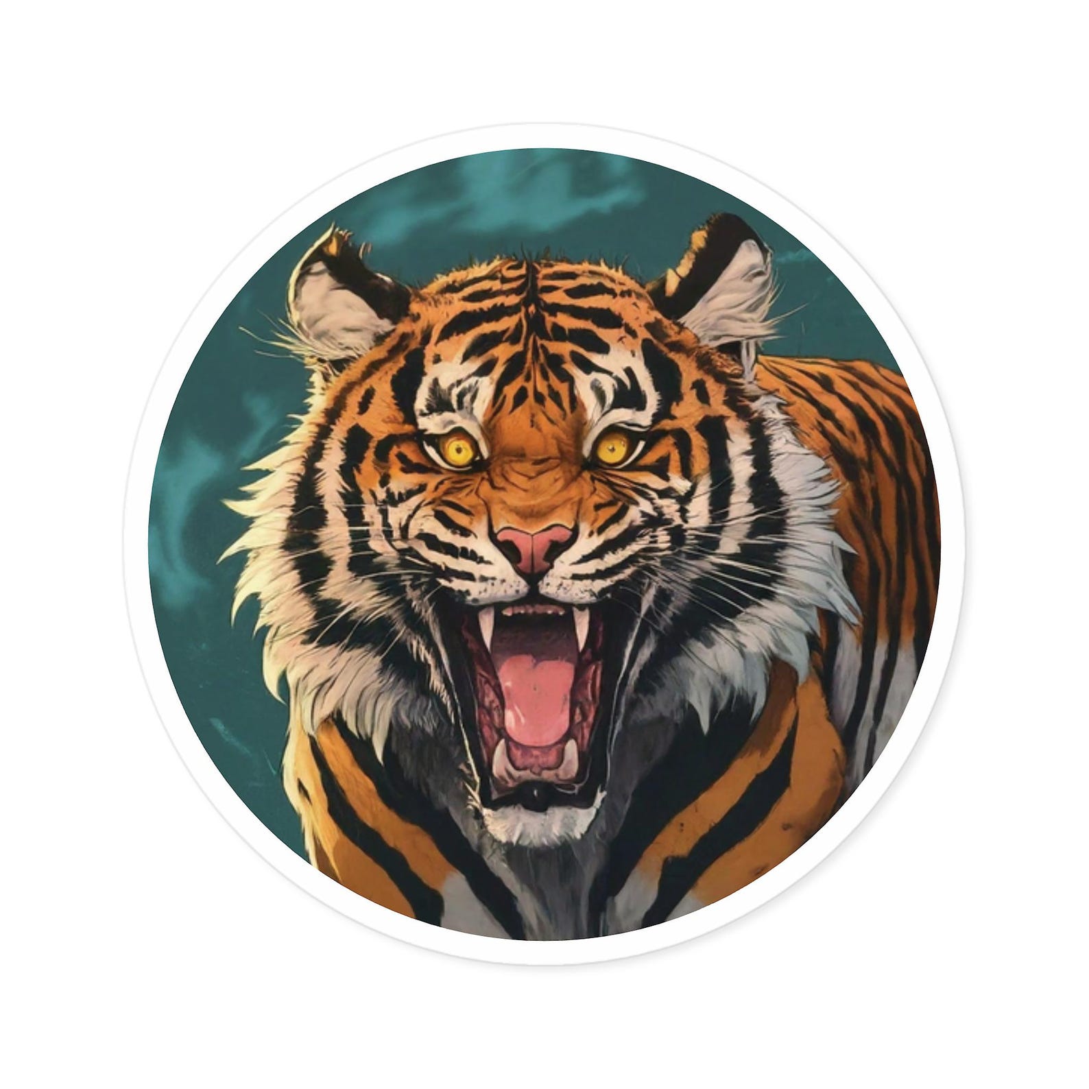 Round Sticker Tiger - Etsy