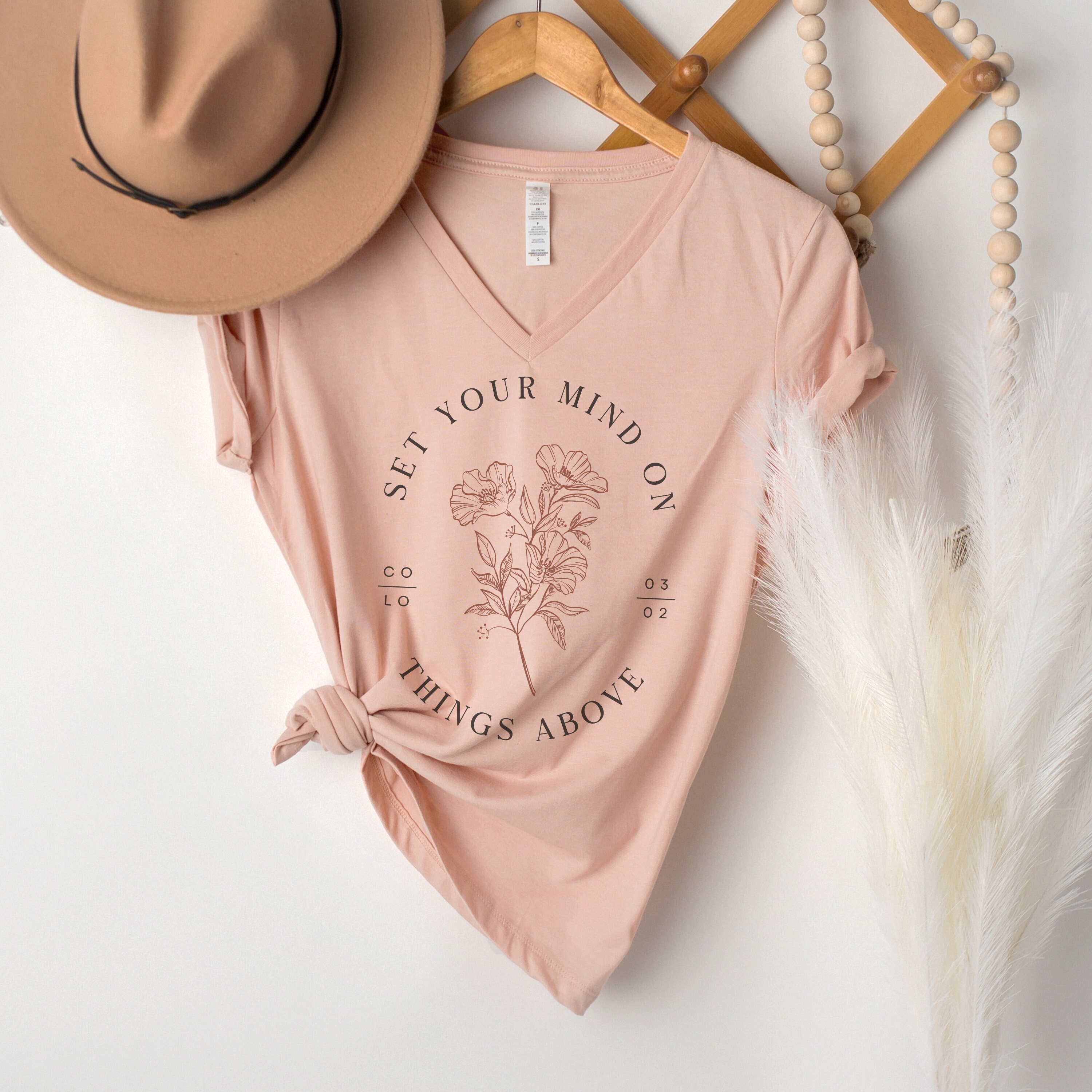 Set Your Mind on Things Above V-neck T-shirt Christian Tshirts Bible ...