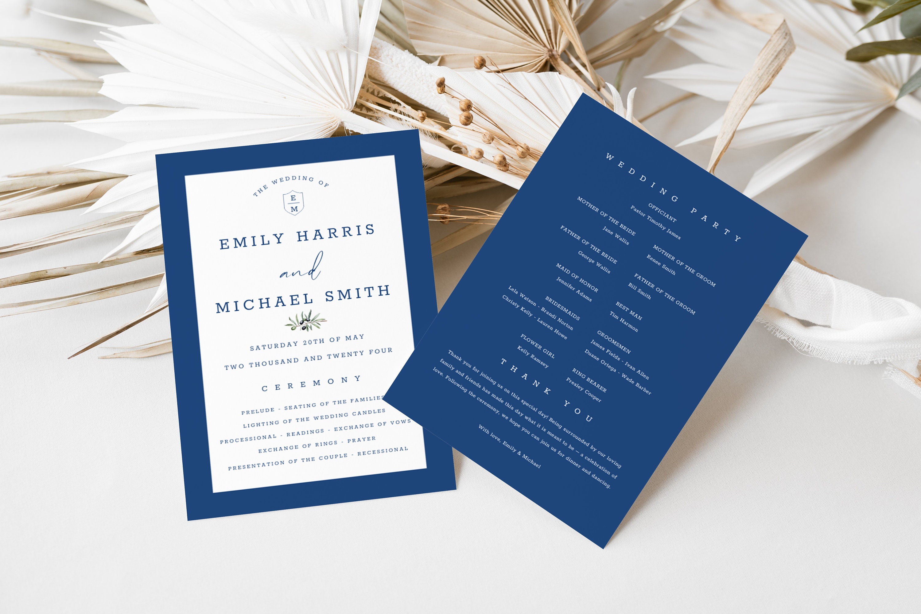 Destination Wedding Program, Printable Order of Service, Wedding ...