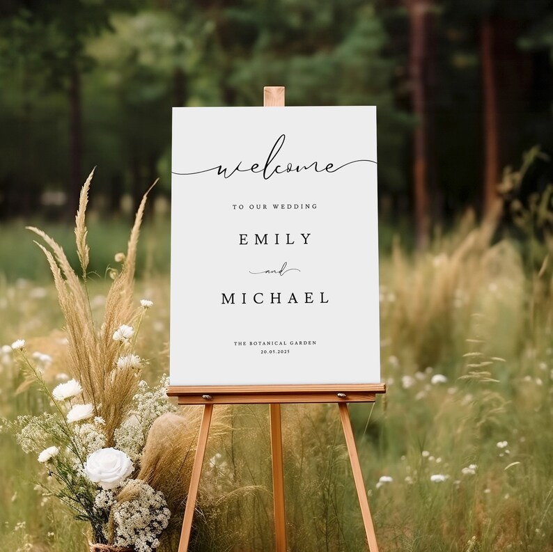 Minimalist Wedding Welcome Sign Template, Modern Wedding Welcome Sign ...