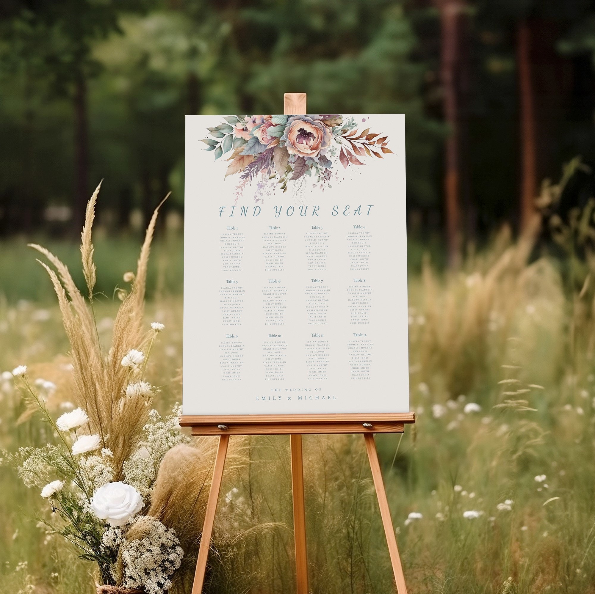 Table Seating Chart Template Boho, Wedding Seating Chart, Boho Seating ...