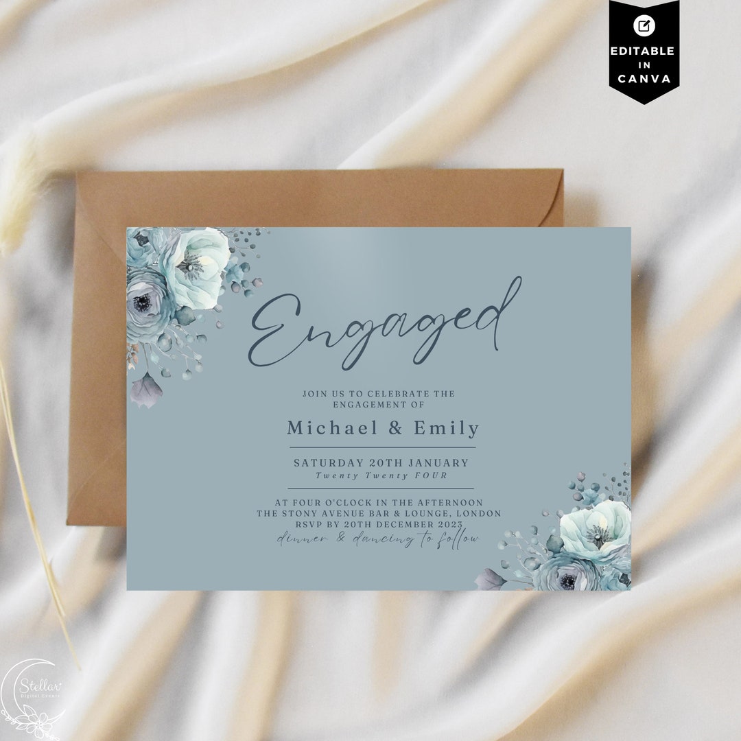 Editable Digital Template Engaged Engagement Invitation With - Etsy