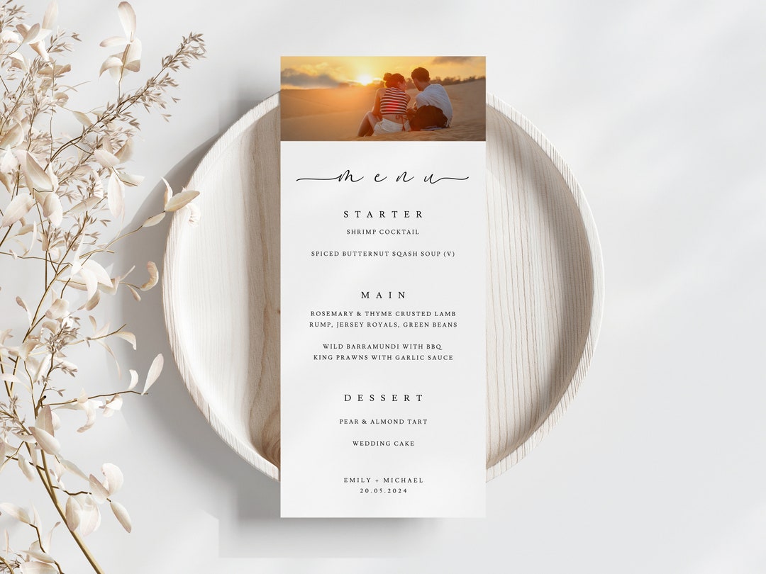 Modern Wedding Menu Template, Printable Menu Card, Wedding Menu ...
