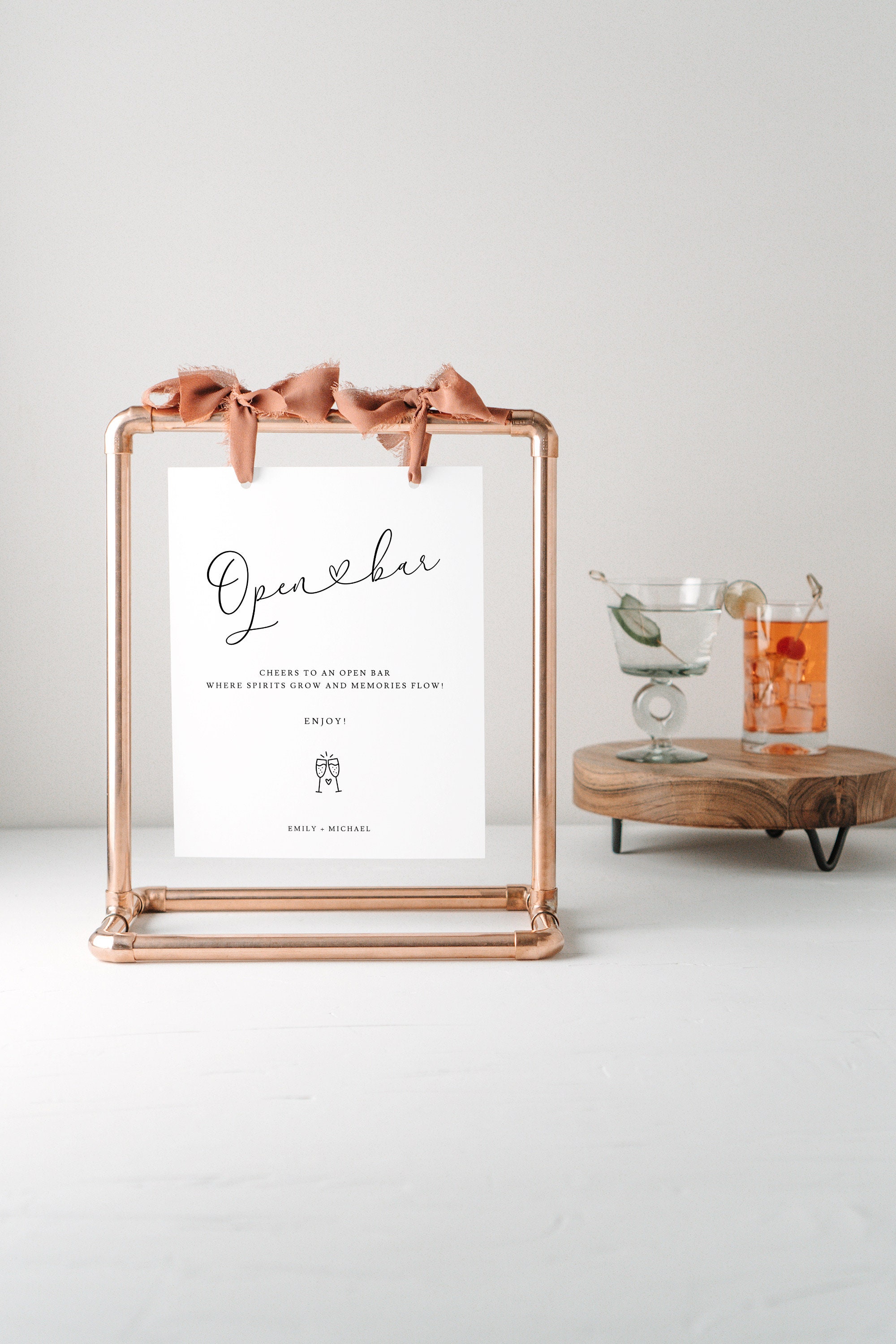 Minimalist Wedding Bar Sign, the Drinks Are on Us, Printable Open Bar ...