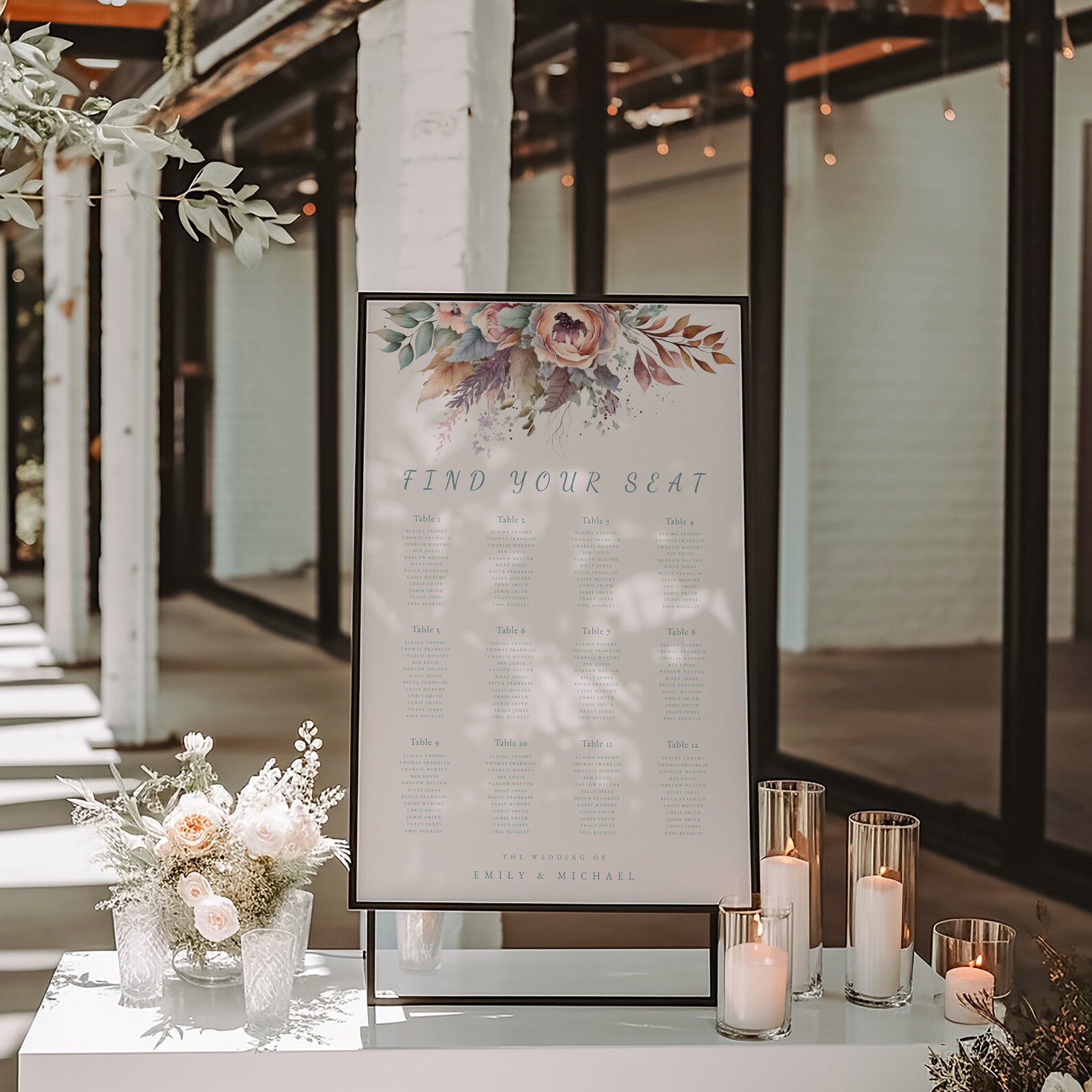 Table Seating Chart Template Boho, Wedding Seating Chart, Boho Seating ...