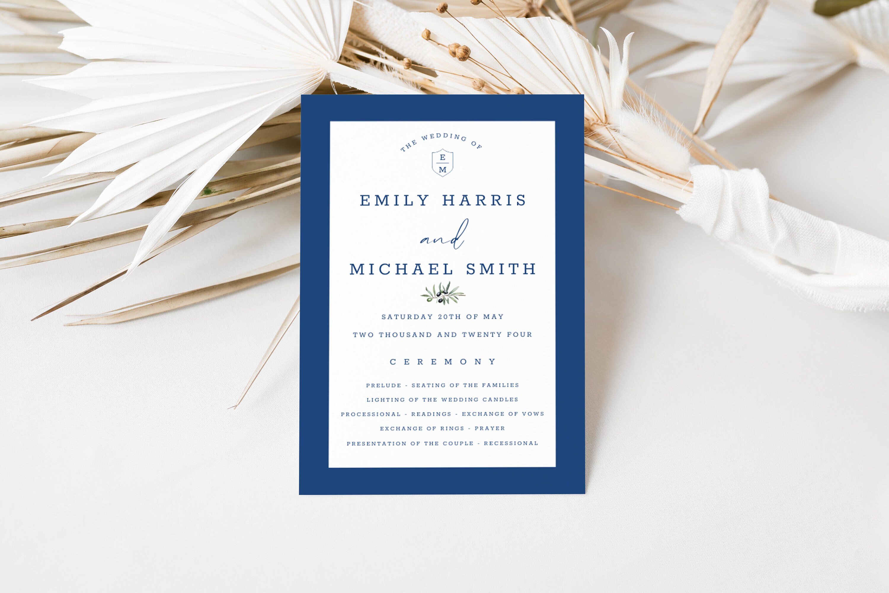Destination Wedding Program, Printable Order of Service, Wedding ...