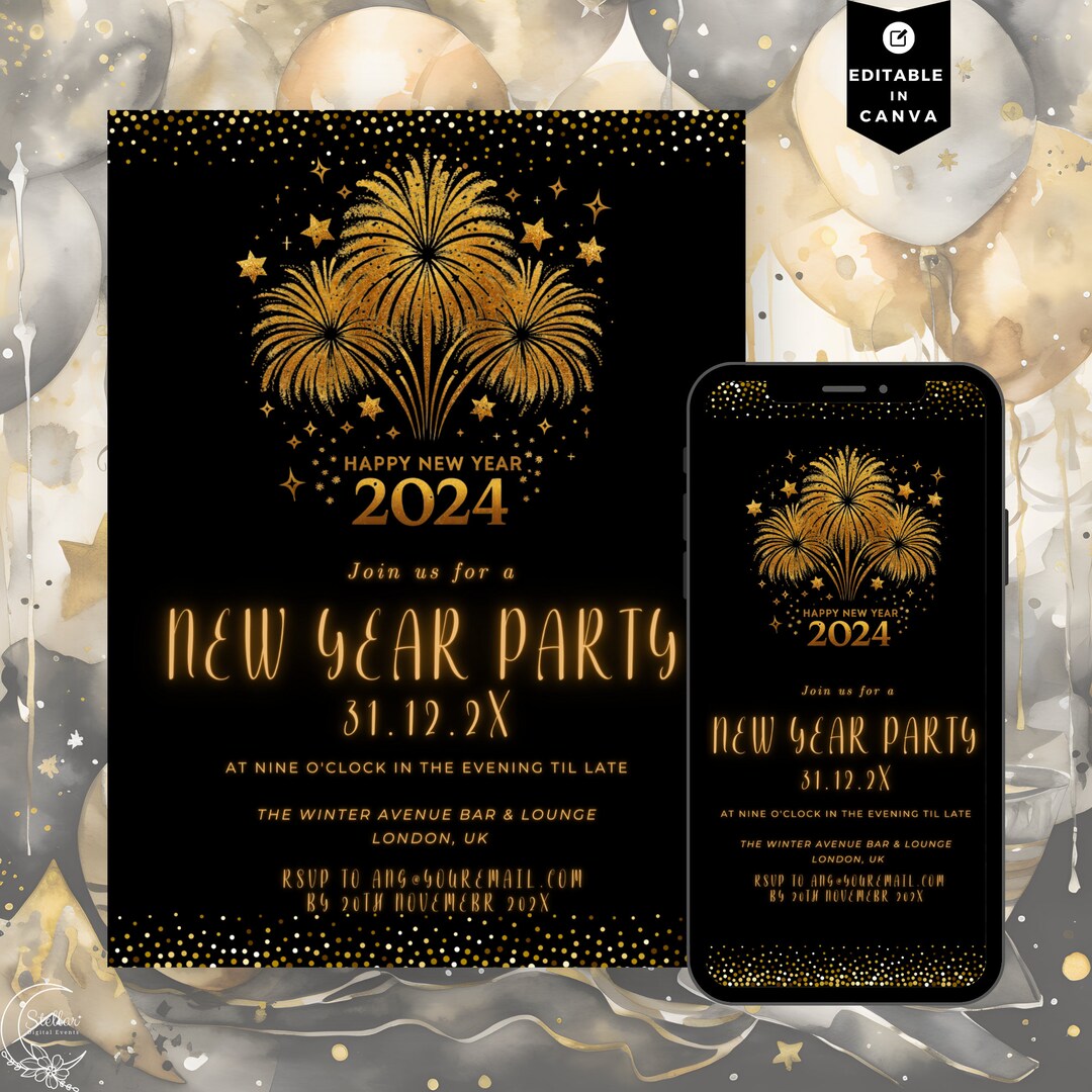 Digital 2024 Editable NYE Template NYE Digital Invite New - Etsy
