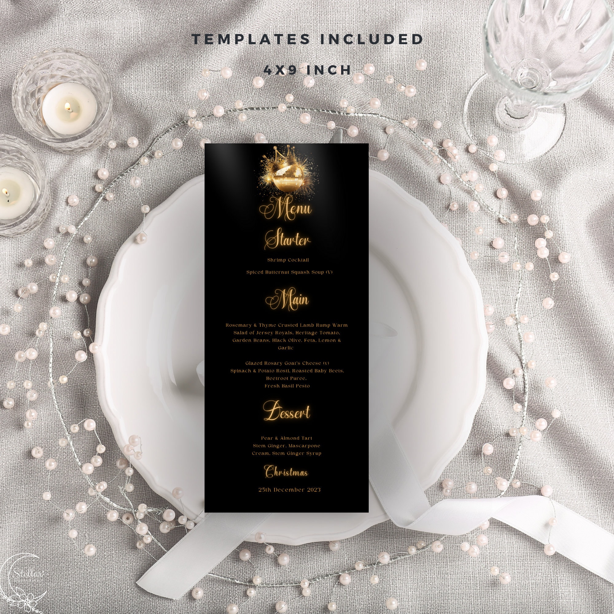 Digital Editable NYE Menu Card New Years Eve Dinner Menu - Etsy