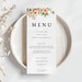 Peach Fuzz Wedding Menu Card, DIY Editable Dinner Menu, Wedding Floral ...