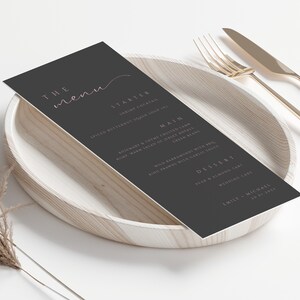 Minimalistic Menu Template, Modern Dinner Menu, Grey & Blush Pink ...