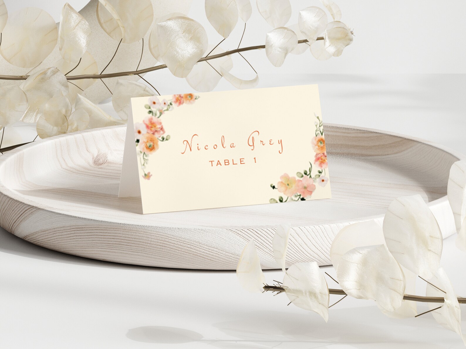 Peach Fuzz Editable Place Card Template, Wedding Place Cards Template ...