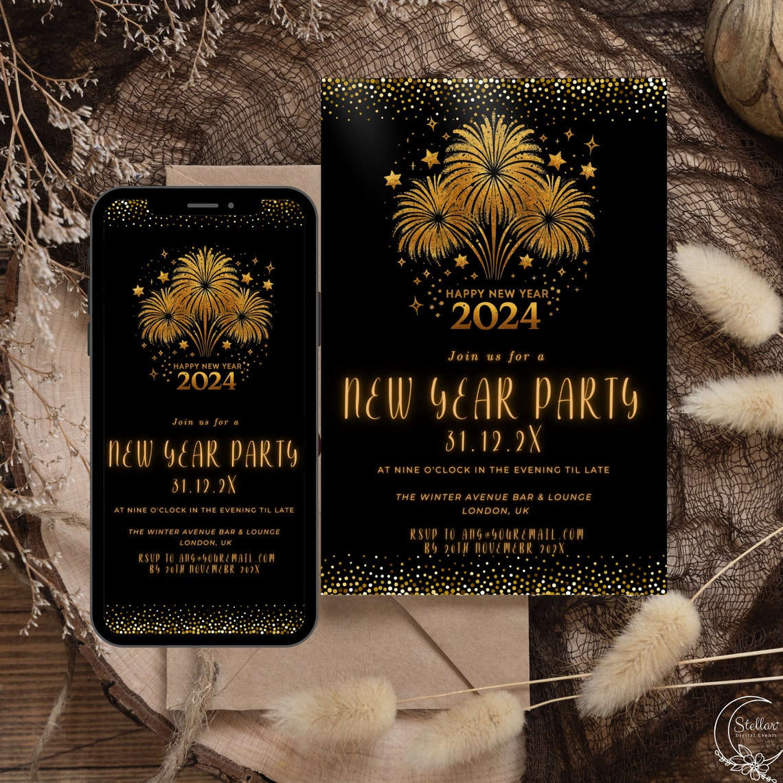 Digital 2024 Editable NYE Template NYE Digital Invite New - Etsy