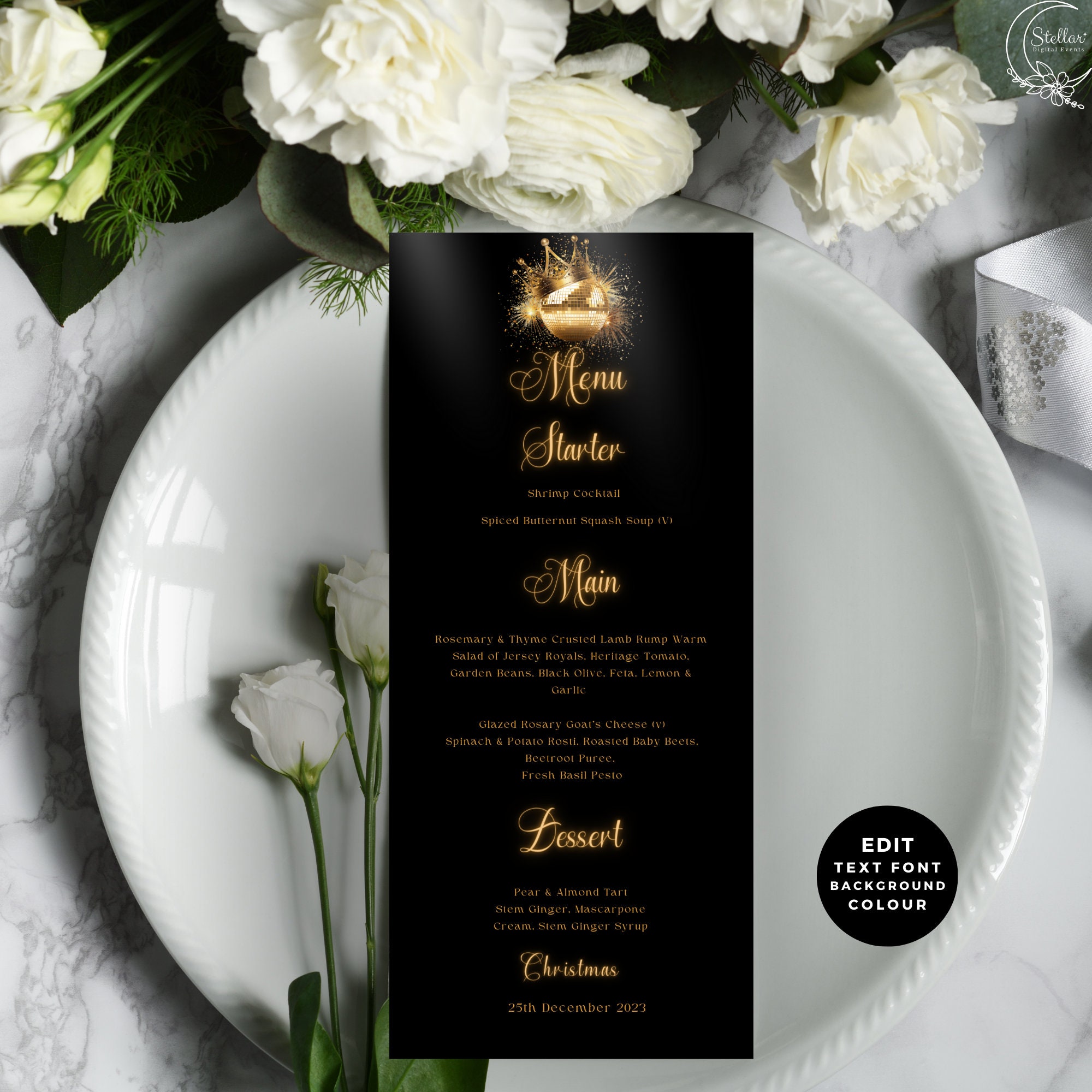 Digital Editable NYE Menu Card New Years Eve Dinner Menu - Etsy