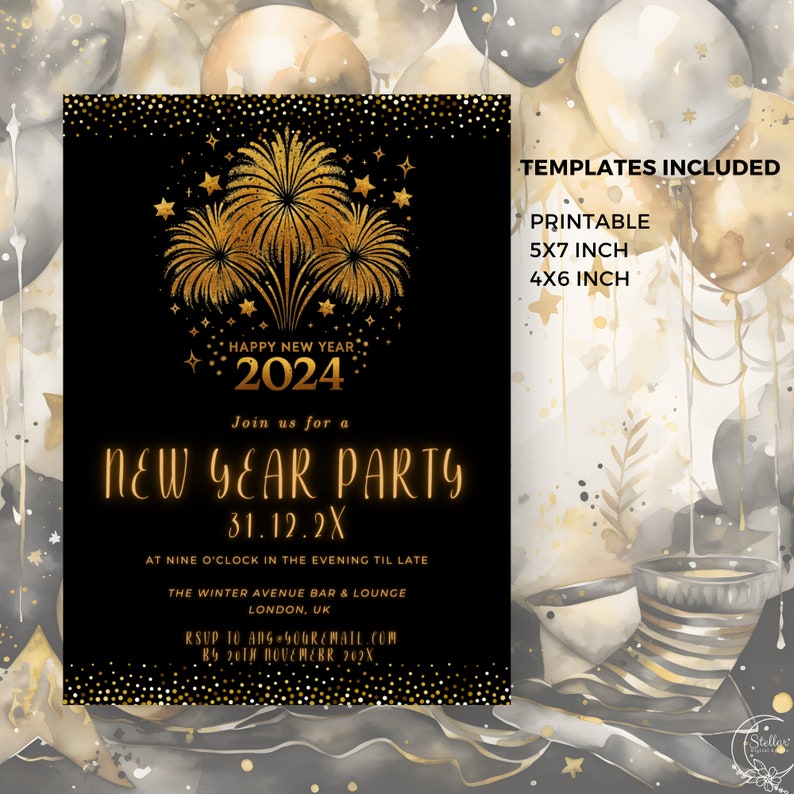 Digital 2024 Editable NYE Template NYE Digital Invite New - Etsy