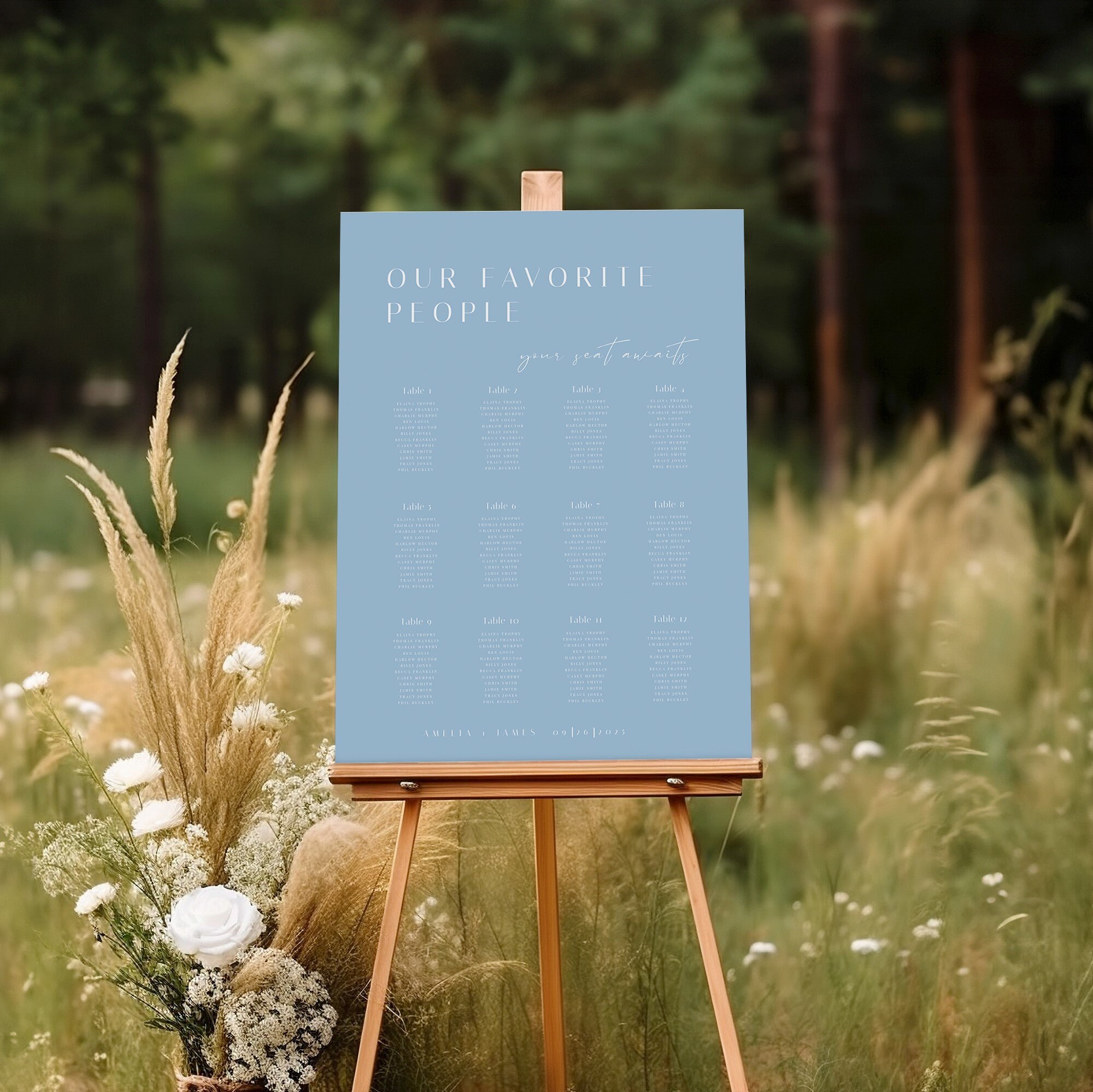 Dusty Blue Wedding Seating Chart Sign Template, Find Your Seat, Our ...