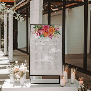 Tropical Seating Chart Template, Tropical Wedding Sign, Printable ...