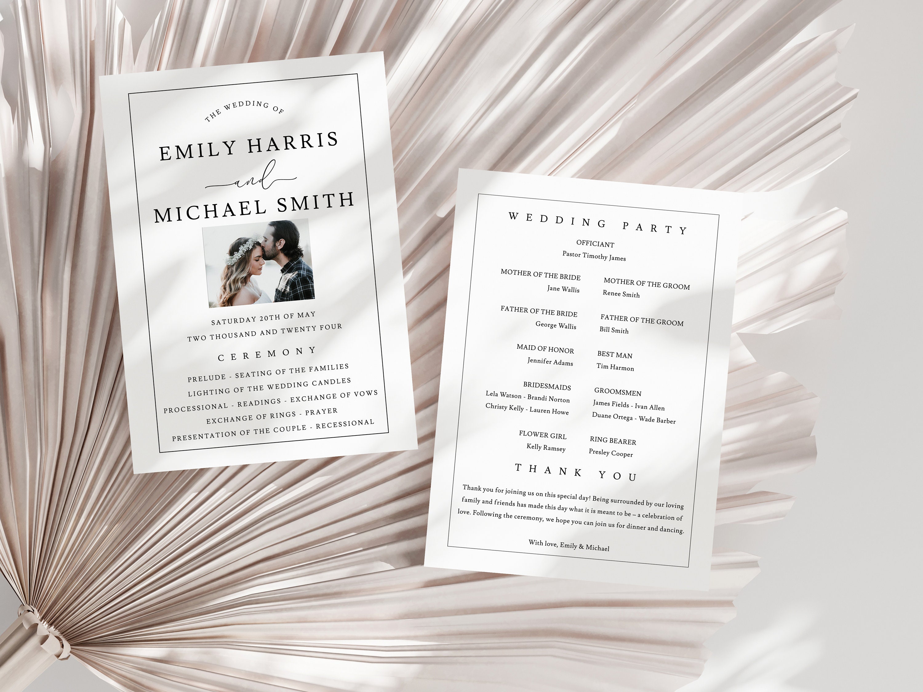 Modern Photo Wedding Program, Printable Order of Service, Wedding ...