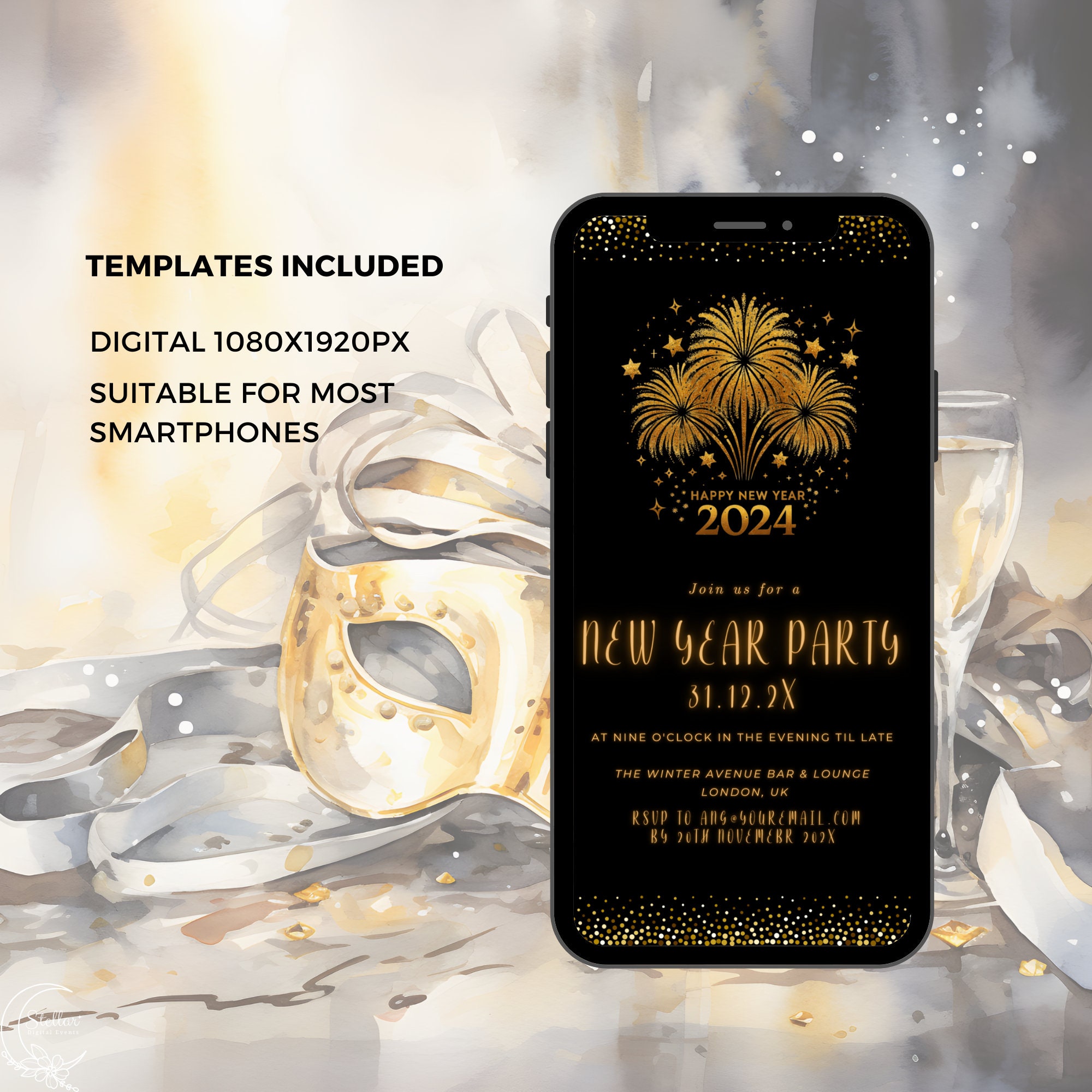 Digital 2024 Editable NYE Template NYE Digital Invite New - Etsy
