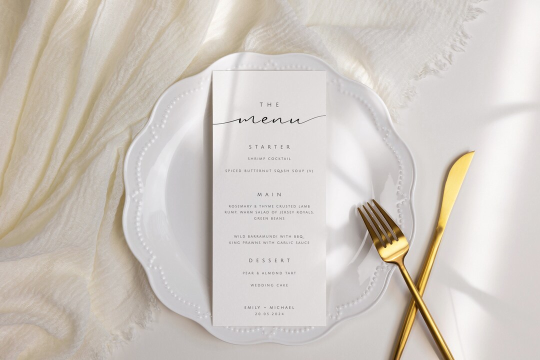Minimalist Wedding Menu Template, Minimalist Wedding Menu, Simple ...