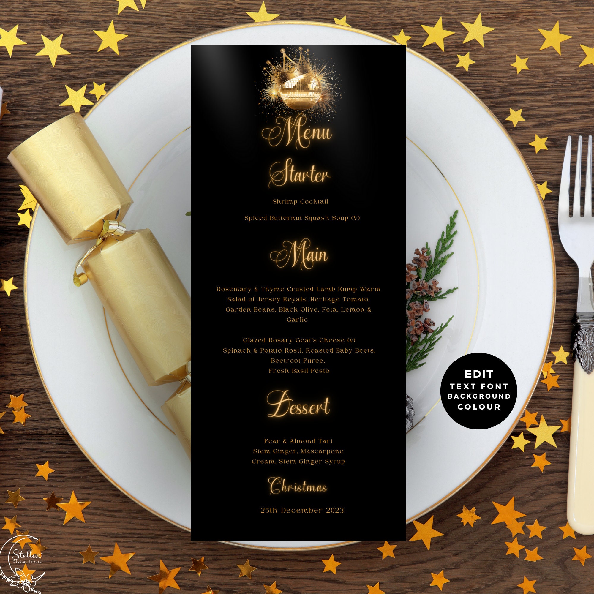 Digital Editable NYE Menu Card New Years Eve Dinner Menu - Etsy