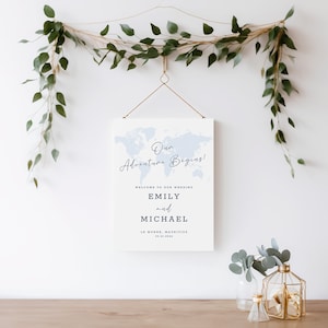 Destination Wedding Welcome Sign, Travel Themed Wedding, World Map ...