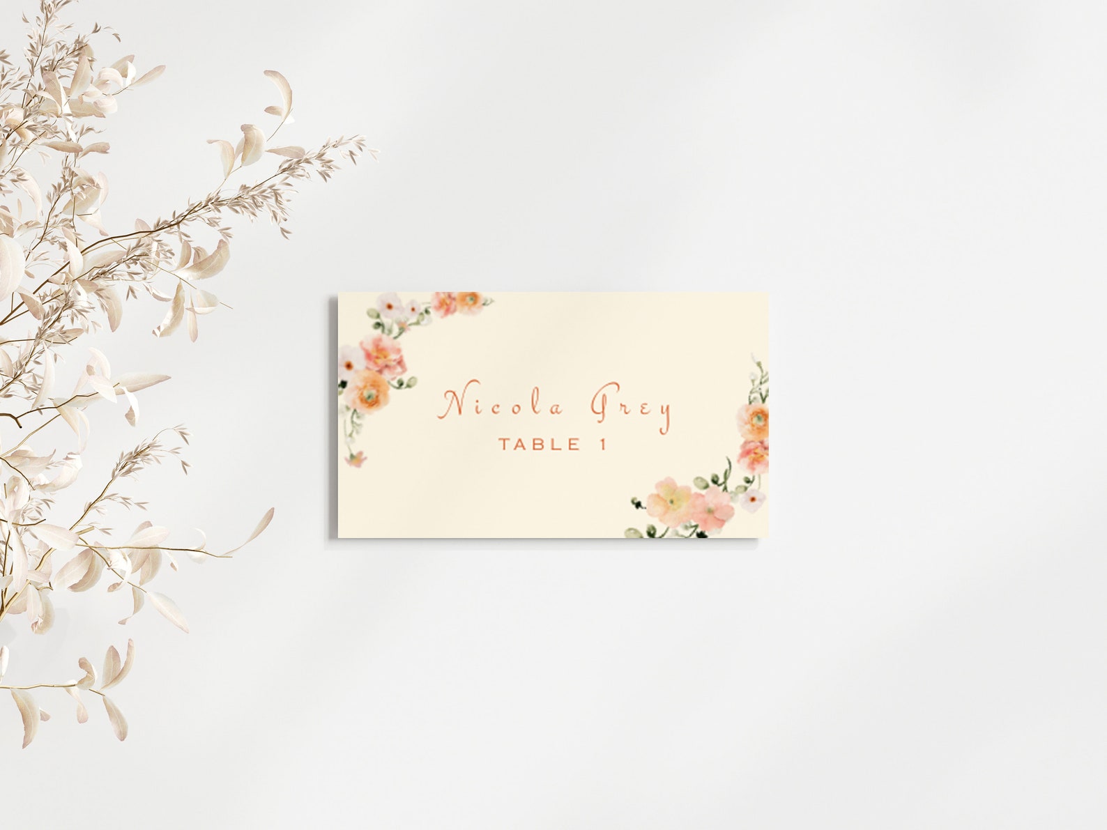 Peach Fuzz Editable Place Card Template, Wedding Place Cards Template ...