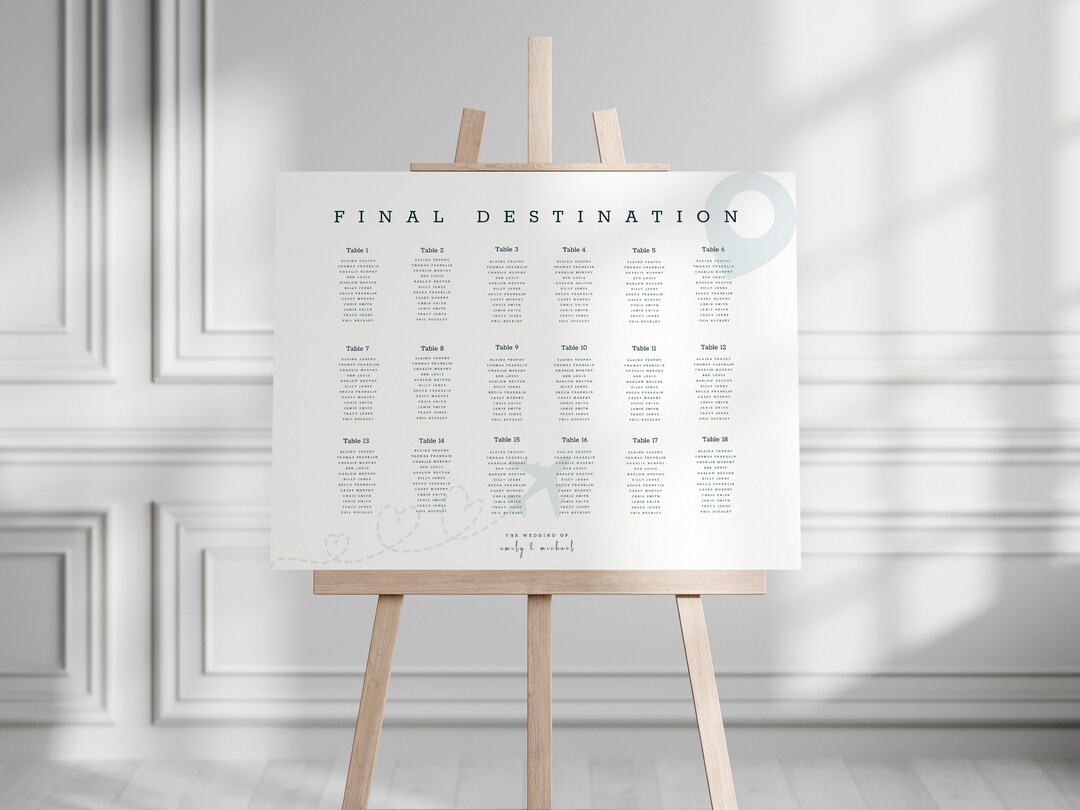 Find Your Destination Seating Chart, Seating Chart by Destination, Map ...