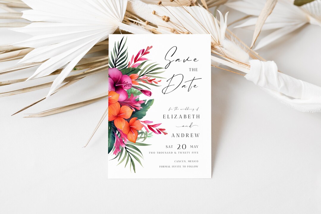Tropical Save the Date With Photo, Digital Save the Date Destination Wedding, Travel Save the ...