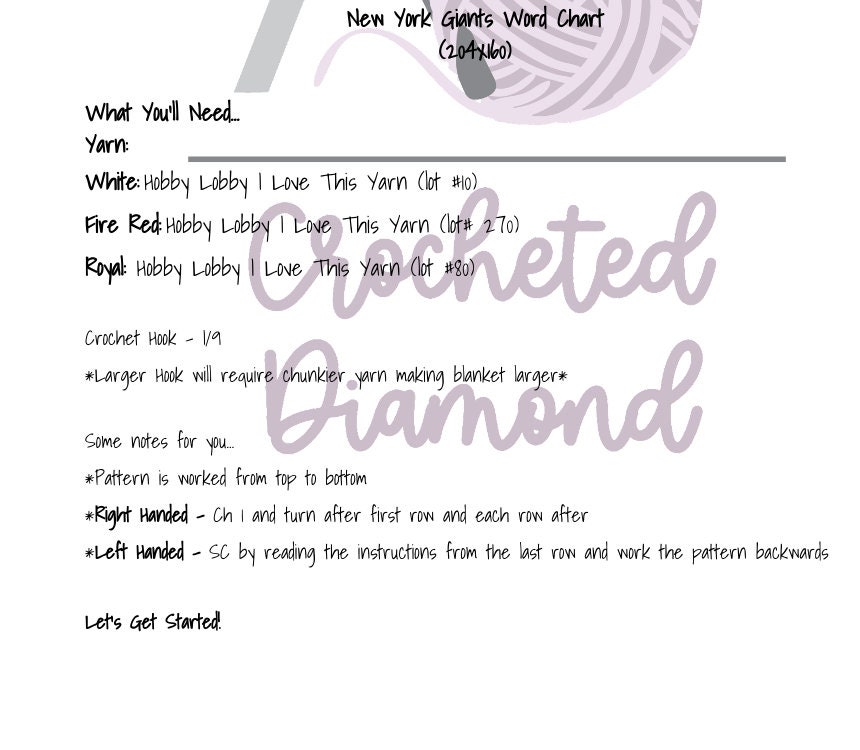 NY Crochet Word Chart/graphgan Pattern - Etsy
