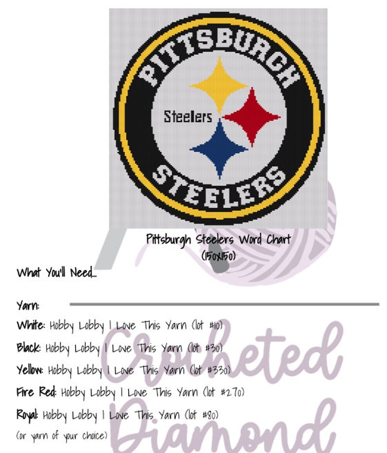 Pittsburgh Steelers Crochet Graphgan/word Chart - Etsy