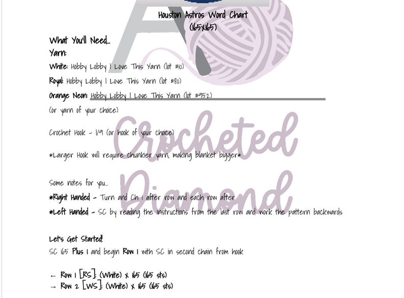 Houston Astros Crochet Word Chart/graphgan Pattern - Etsy