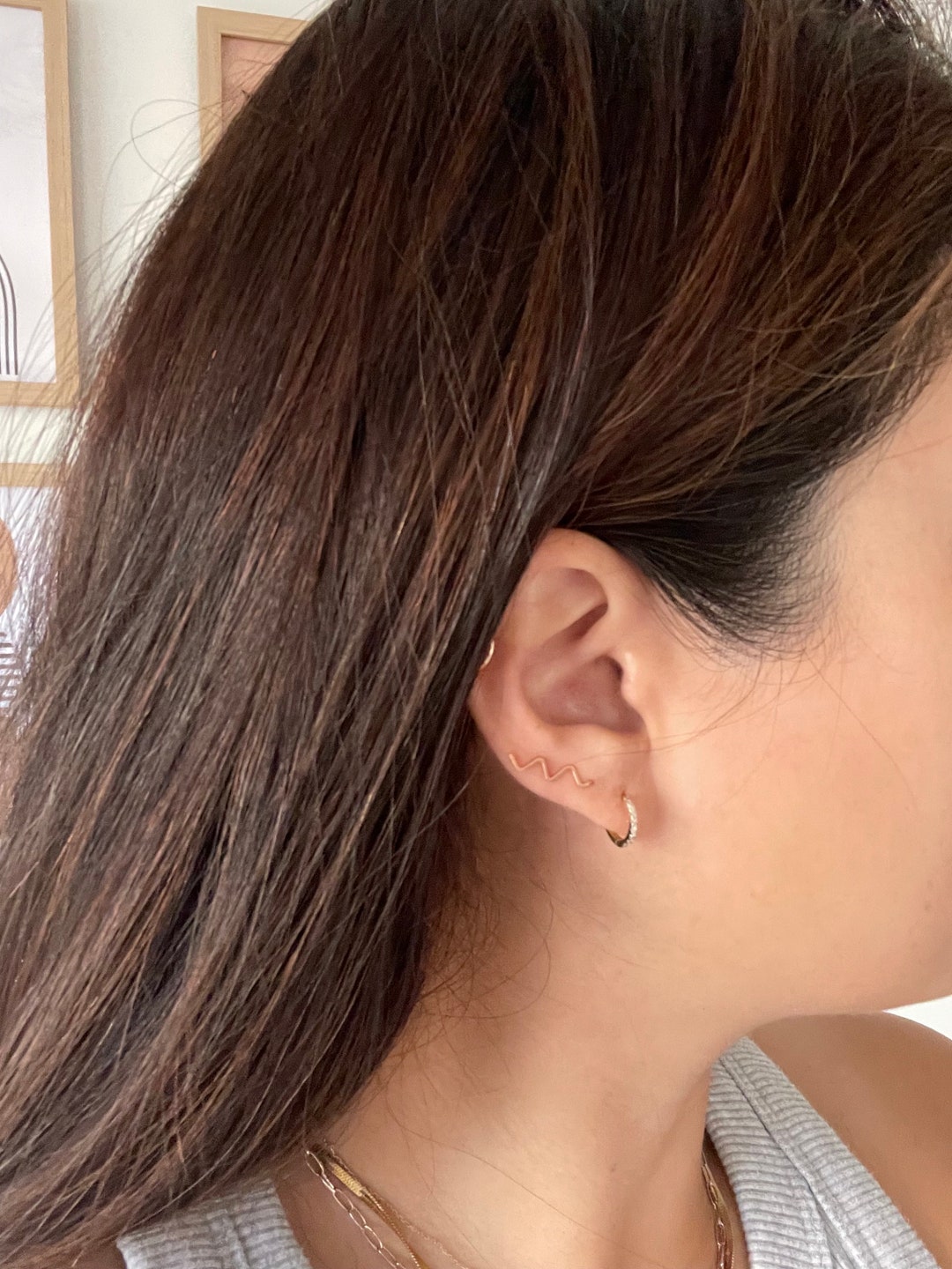 14k Gold Filled Zig Zag Ear Climber • Minimalist Geometric Earring - Etsy