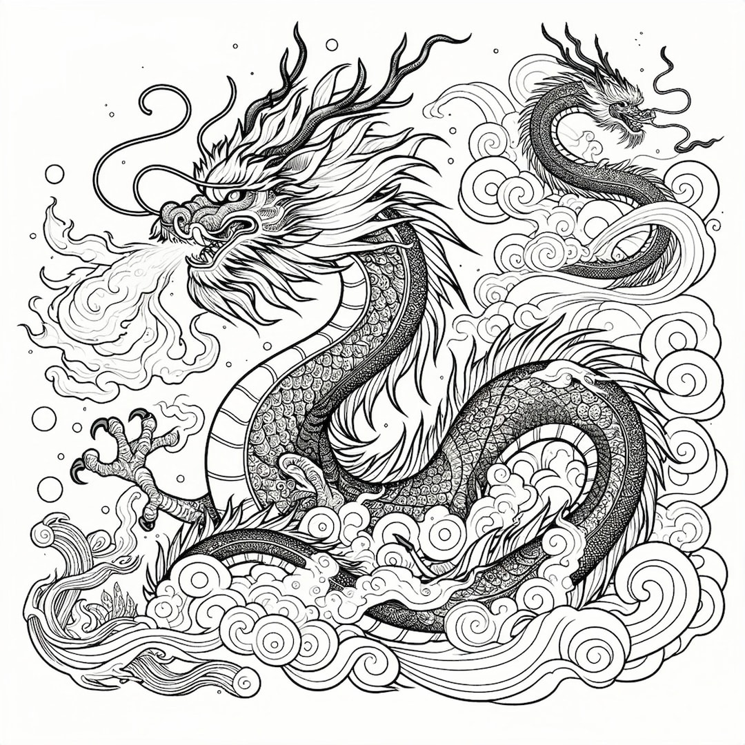 Collection of 5 Dragon Coloring Pages With Unique Powers - Etsy