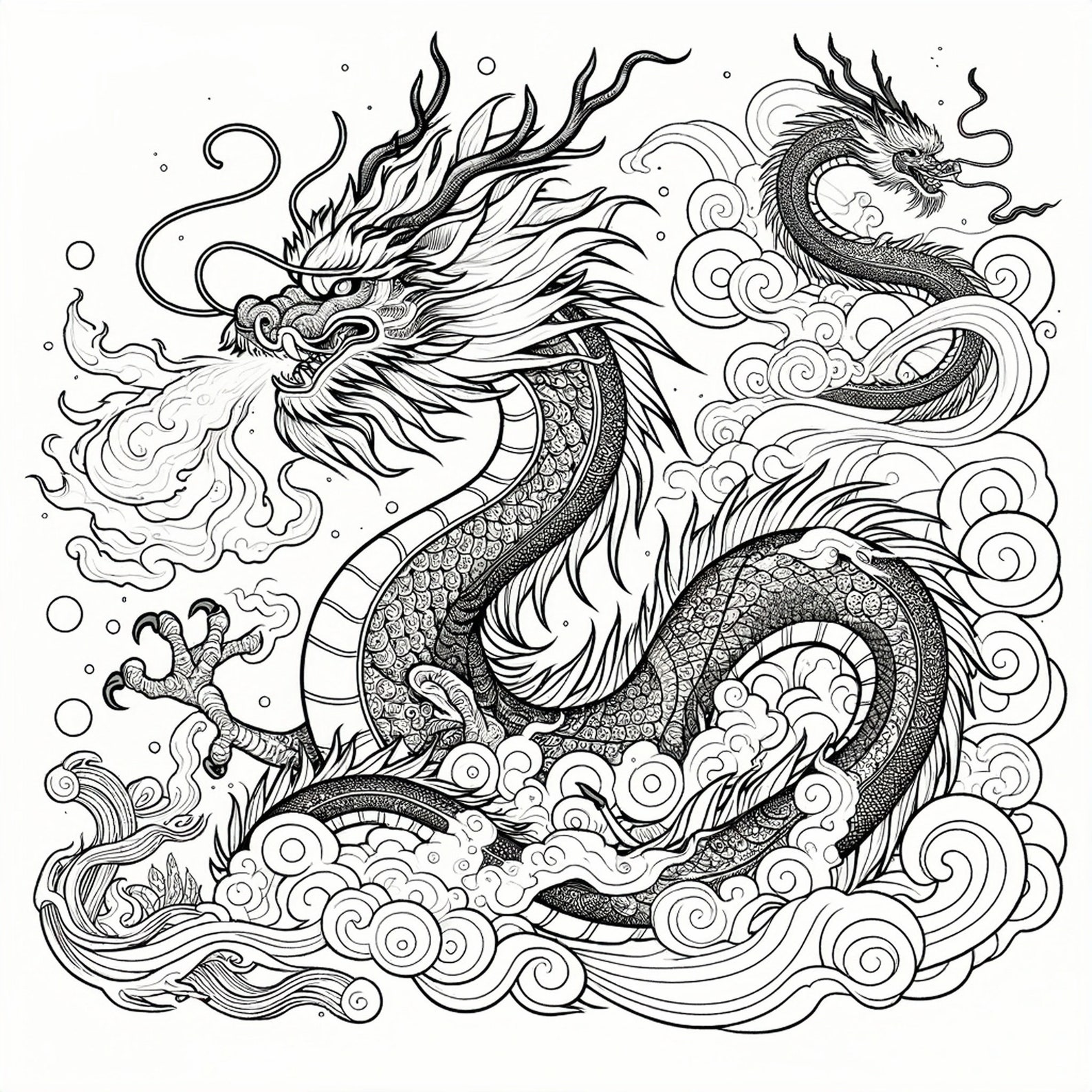Collection of 5 Dragon Coloring Pages With Unique Powers - Etsy